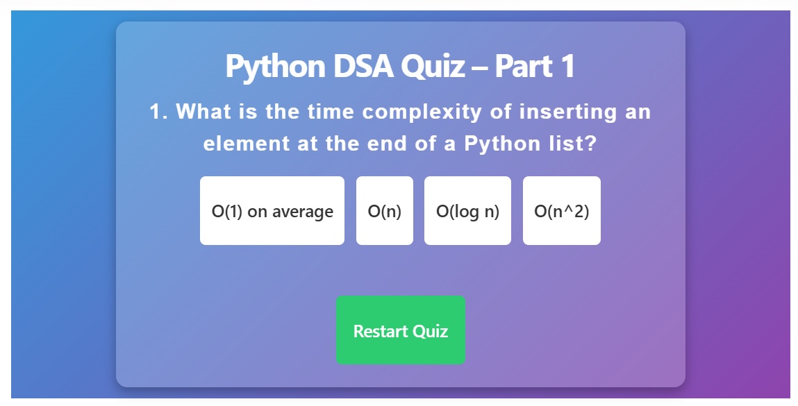 Python DSA Quiz (Array, List, Stack, Queue, etc) - TechBeamers